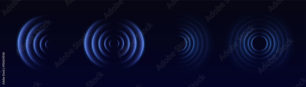 Wifi wave light effect. Radar sensor, beep technology, digital sign ...