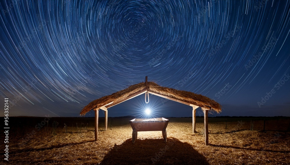 Manger Under the Starlight A minimalist setting with the manger placed ...