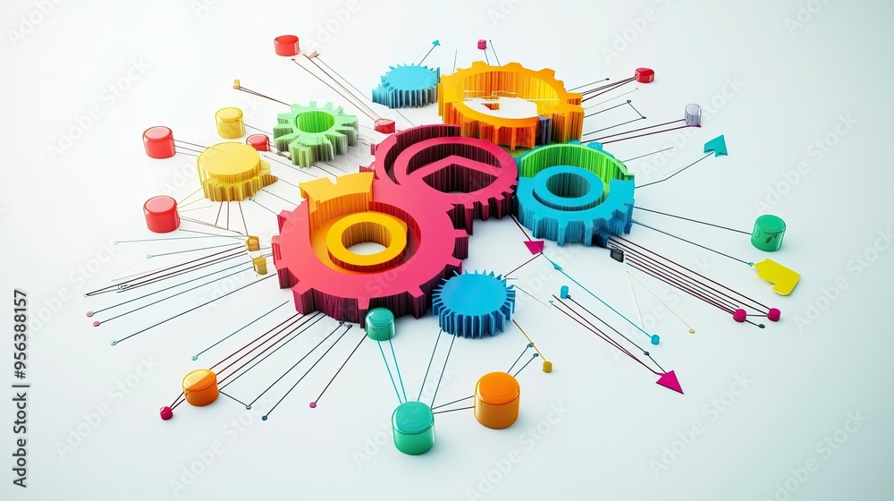 3D Octagonal Diagram: Colorful Illustration Featuring Eight ...