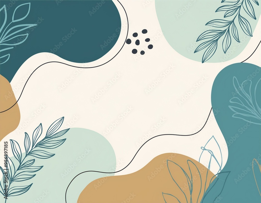 Colorful flowers and leaves poster background vector illustration ...