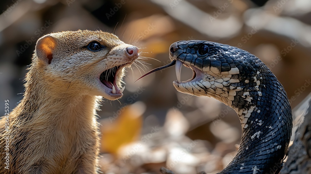 Asian mongoose fights with an aggressive cobra in the wild natural ...