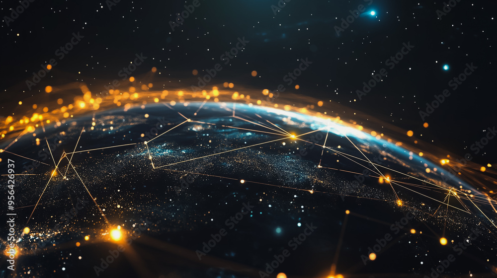 Abstract colorful business connection of lines from nodes It is ...