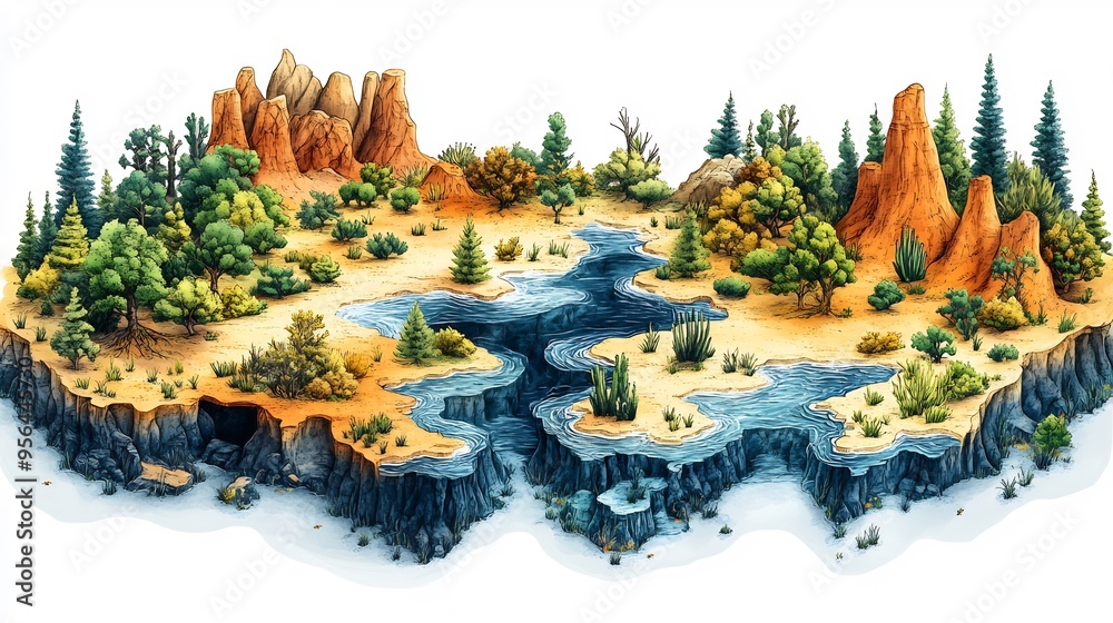 Illustrated mind map types of ecosystems exploring forests deserts ...