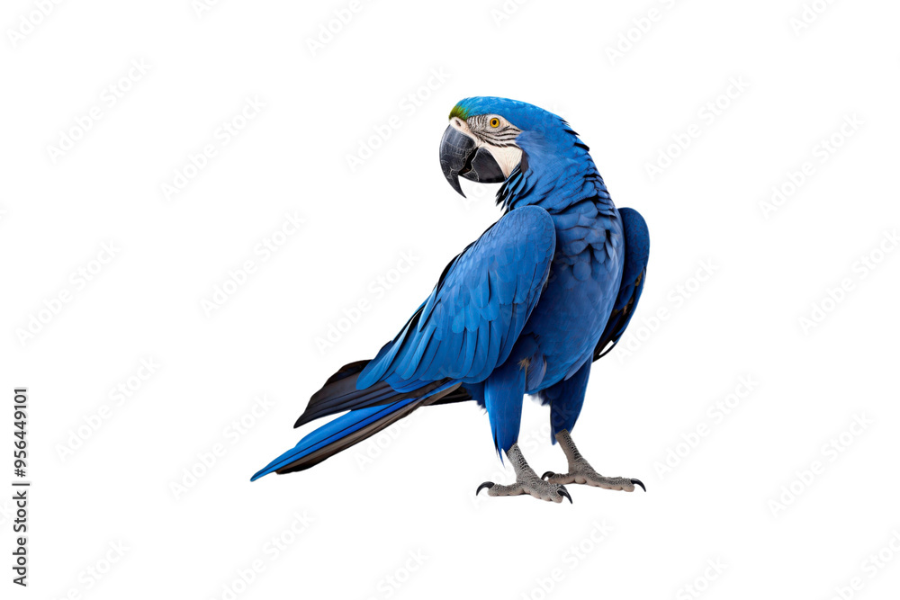 Blue macaw facing left on white background, perfect for wildlife ...