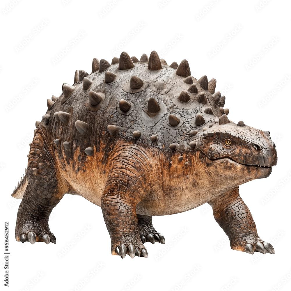 Ankylosaurus dinosaur with spiked armor isolated on transparent ...