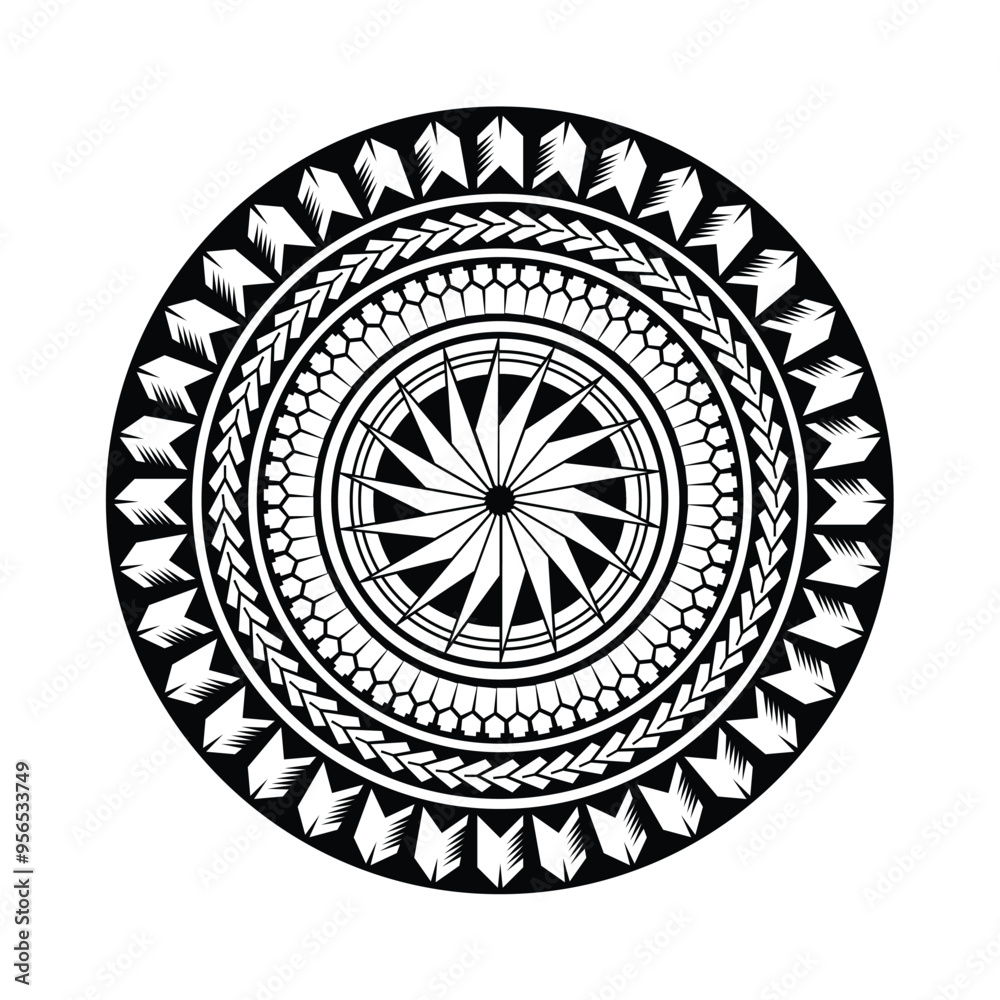 Polynesian tattoo tribal circle design. Samoan tattoo tribal frame ...