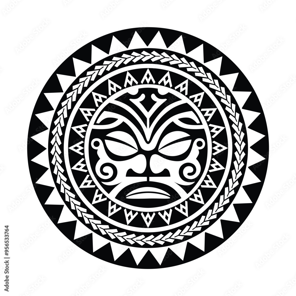 Polynesian tattoo tribal circle design. Samoan tattoo tribal frame ...