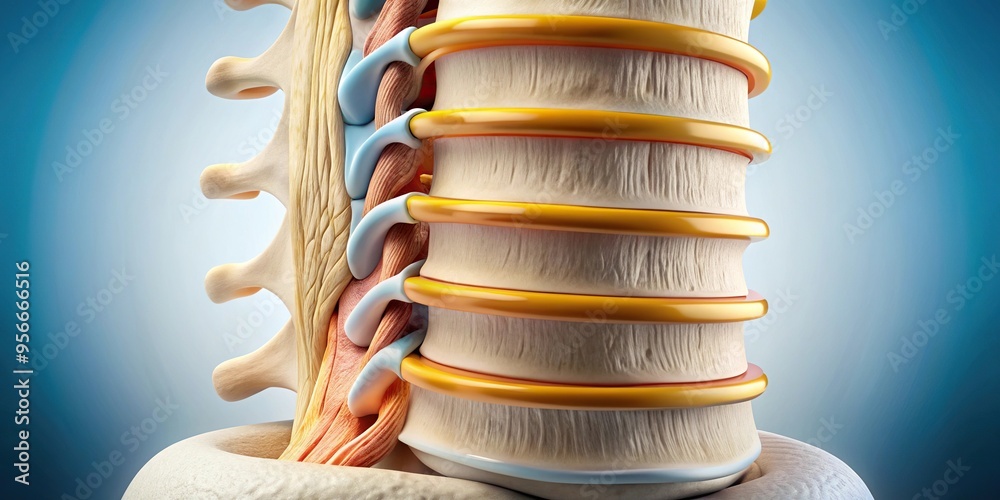 Herniated disc in the lumbar spine as seen from a low angle, body ...