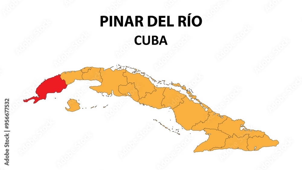Pinar del Río Map is highlighted on the Cuba map with detailed state ...