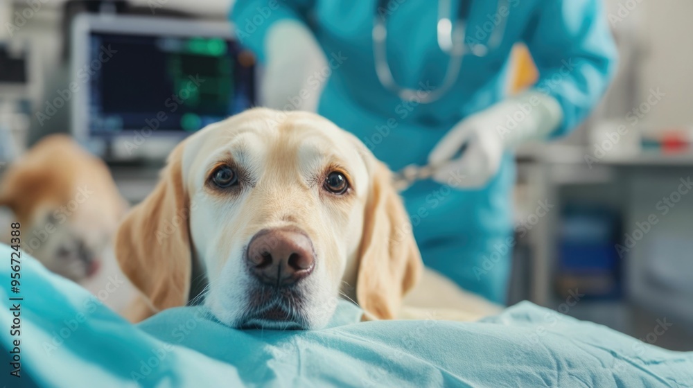 Veterinarian Administering Anesthesia to a Dog During Pre Surgical for ...