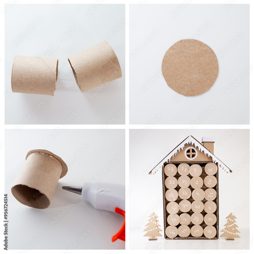 Step by step instruction on how to make advent calendar with numbered compartments in house ...