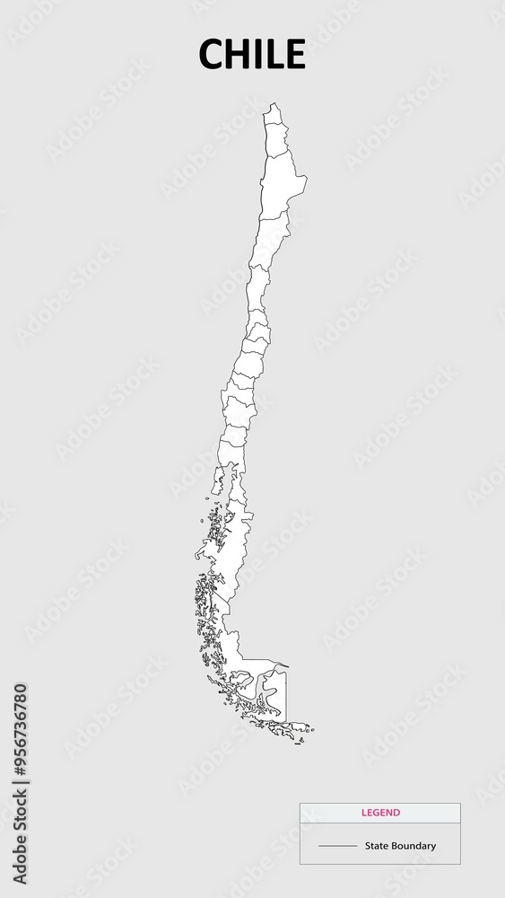 Chile Map. State map of Chile. Administrative map of Chile with states ...