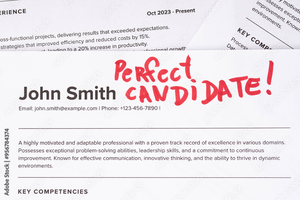 Fake mock CV (curriculum vitae) resume for John Smith, selected by HR ...