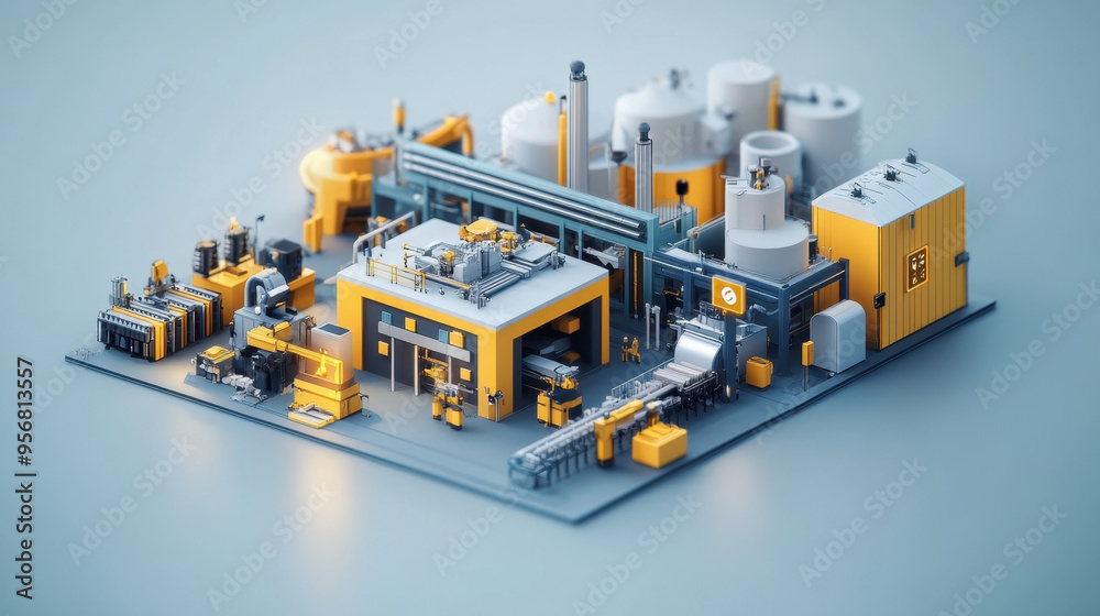 Lean Manufacturing, A 3D visualization of a lean manufacturing process ...