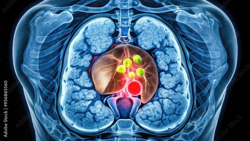 Abdominal CT scan of inflamed pancreas, showing swelling and fluid ...