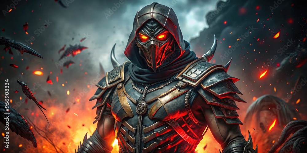 dark fantasy scorpion armor predator danger mystery glow metallic black ...