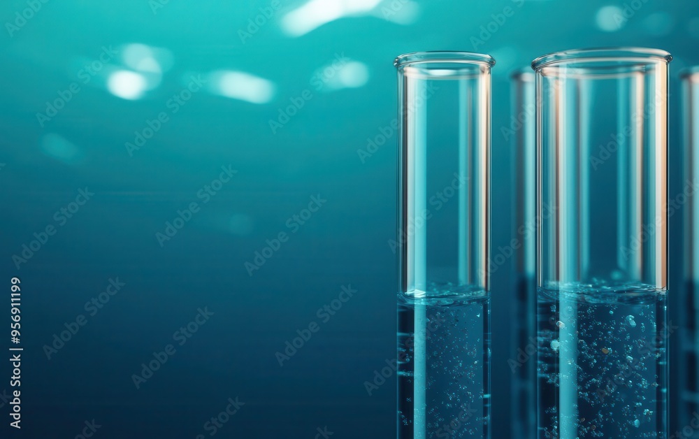 Test tubes with microplastics in ocean water, environmental pollution ...