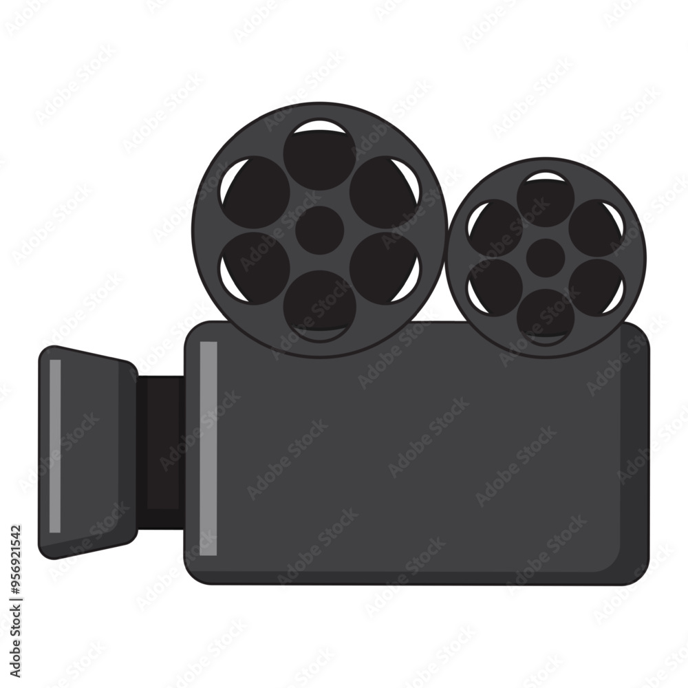 Vector illustration of movie camera on transparent background Stock ...