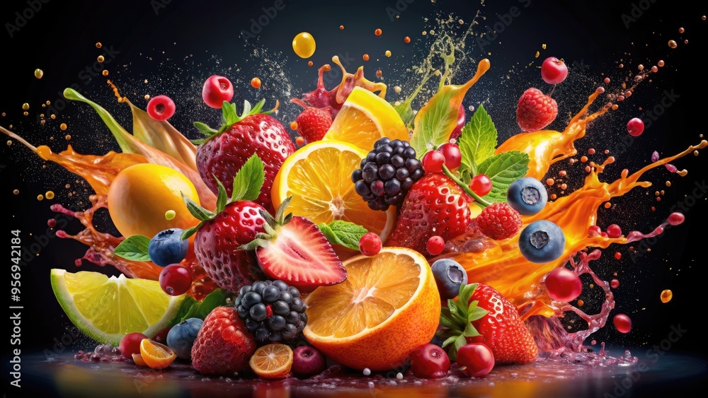 fruit punch explosion vibrant style Stock Photo | Adobe Stock