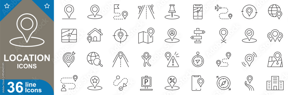 Location icons set. Map pin, GPS, compass, geolocation, destination ...