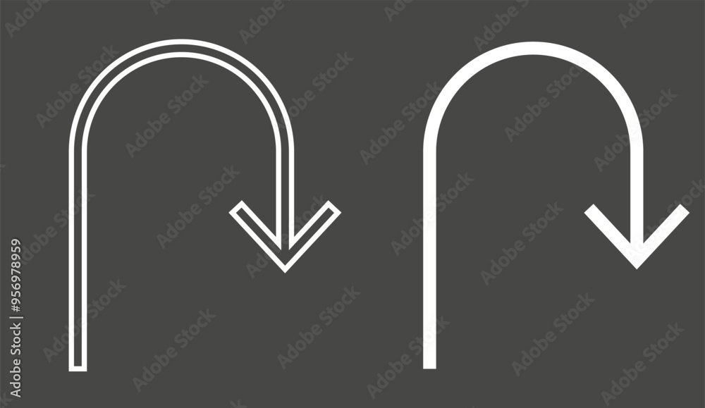Go back return arrow icon, simple vector u turn shape pointer flat ...