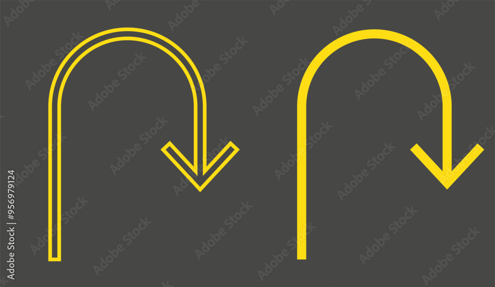 Go back return arrow icon, simple vector u turn shape pointer flat ...
