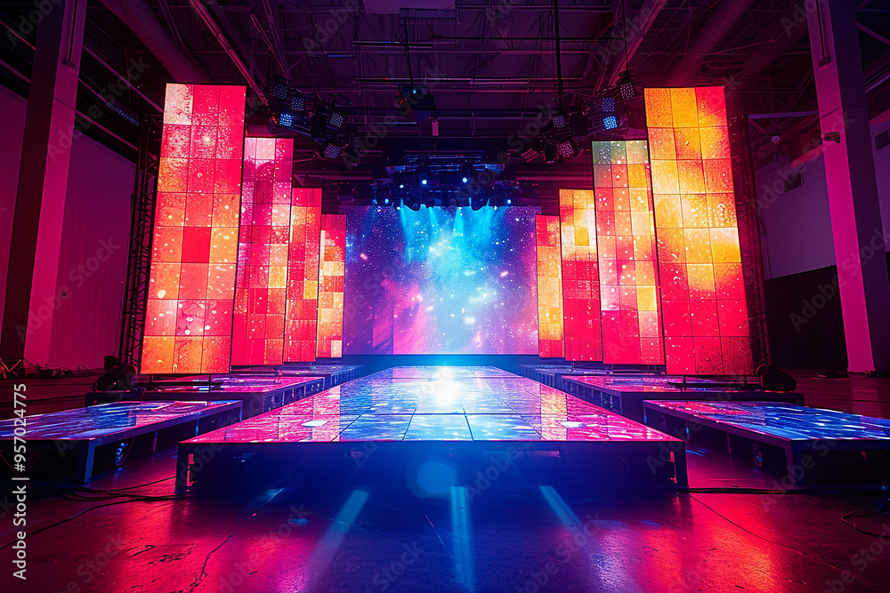 stock photo features a dynamic stage with generative elements, creating ...