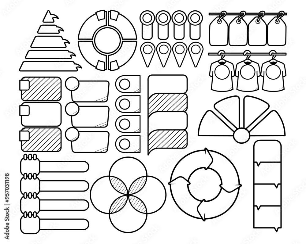 Infographic charts outline vector illustration set Stock Vector | Adobe ...