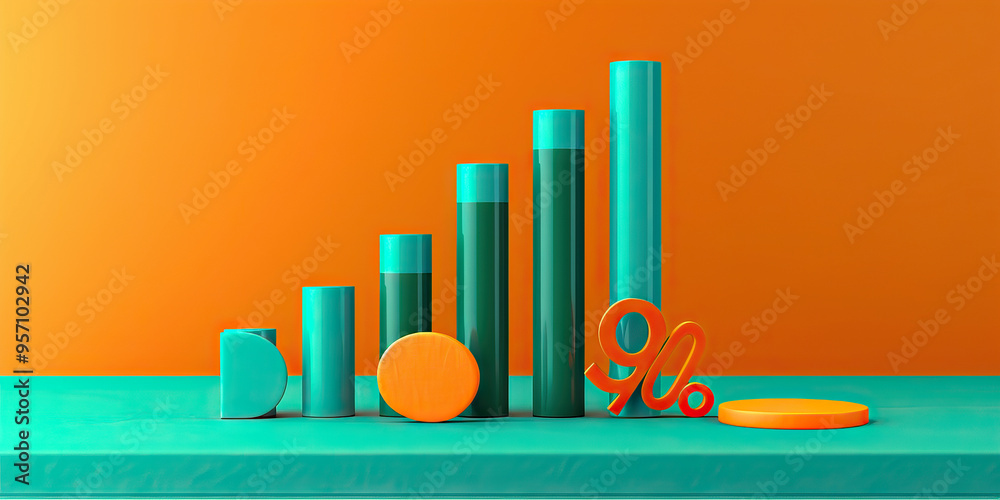 Customer Satisfaction Peaks at 90% - Bar Chart in Orange and Teal Stock ...