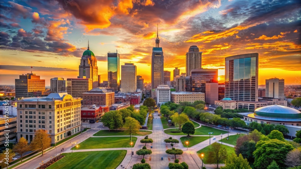 Vibrant sunset casts a warm glow on the eclectic mix of ancient and ...
