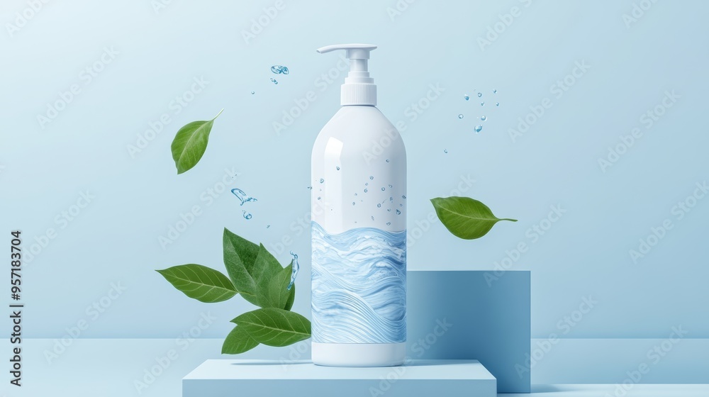A shampoo bottle mockup crafted from recycled plastic, designed with ...