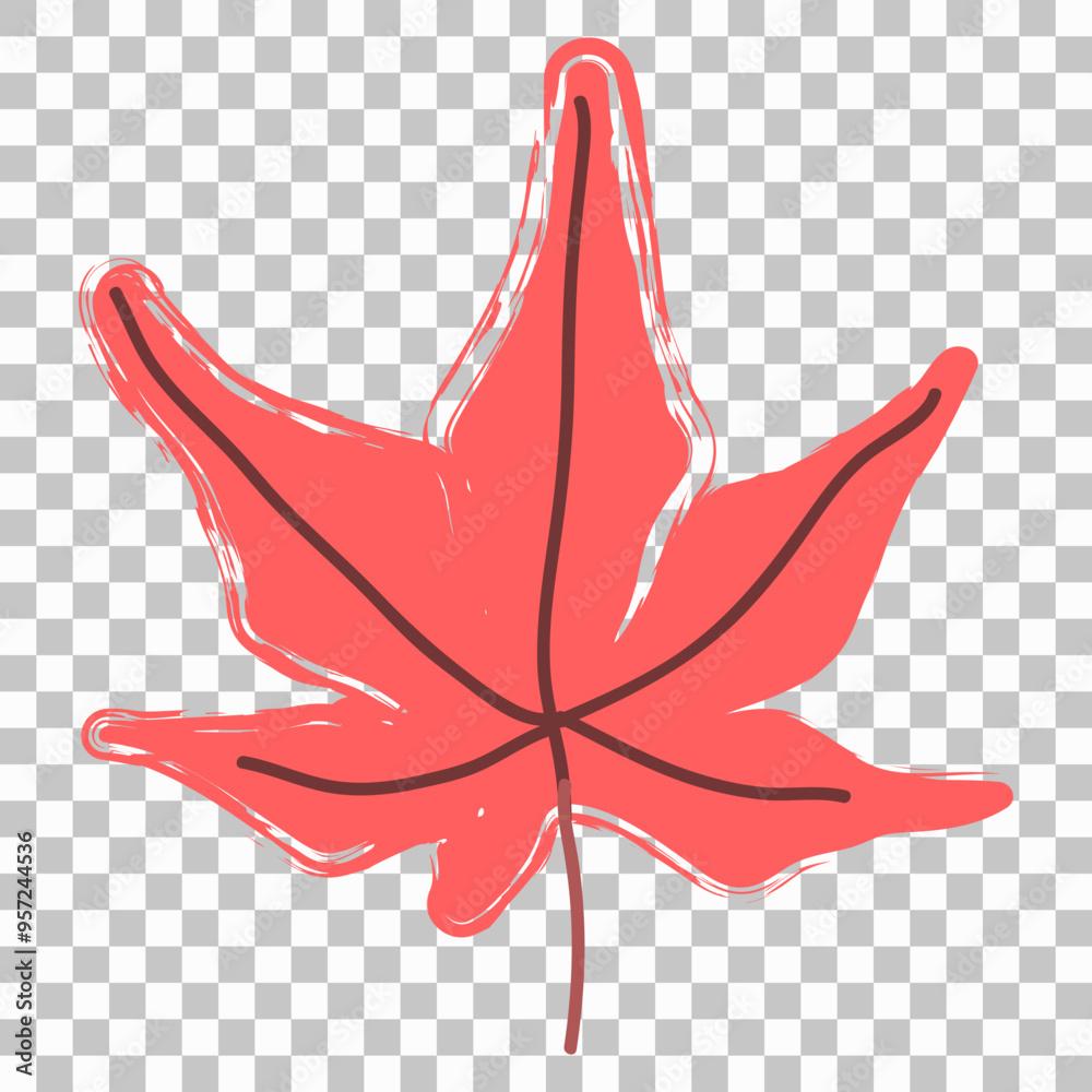 Red autumn Chinese maple leaf. Vector clipart isolated on transparent ...