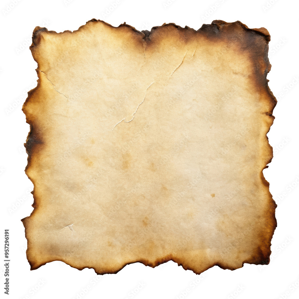 Old burnt paper with singed edges and visible cracks. The image evokes ...