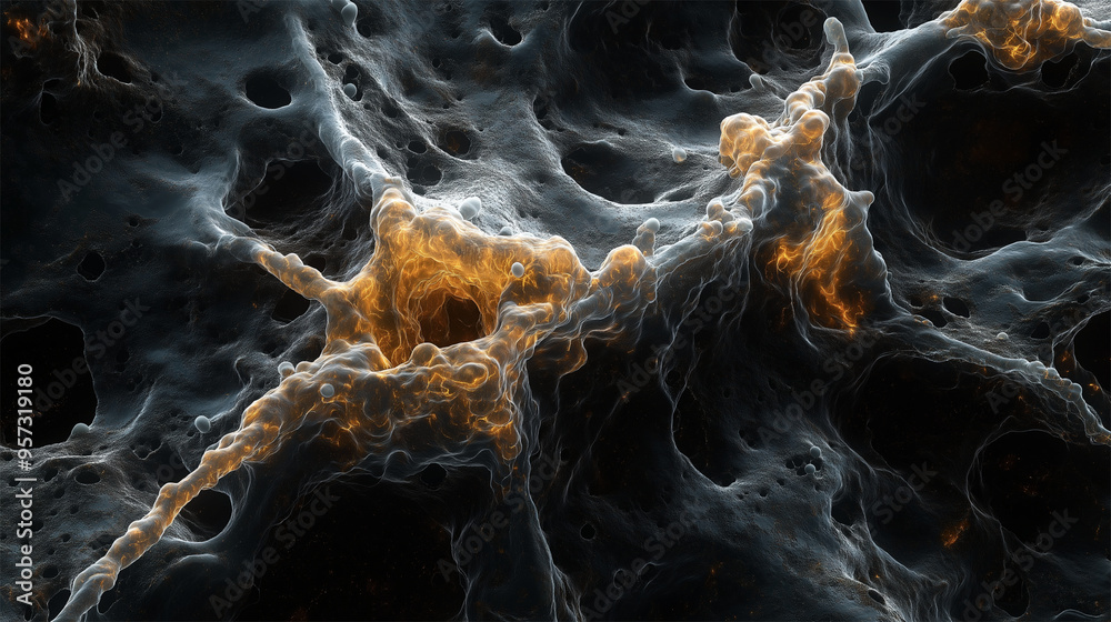 High-resolution electron microscopy of a neuron highlighting synaptic ...