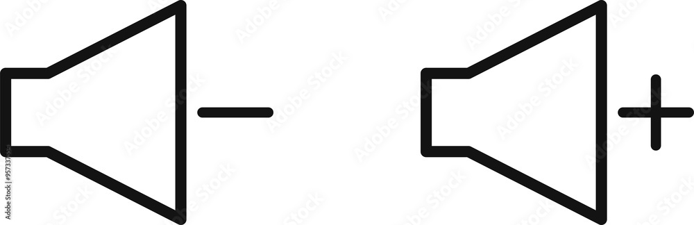 Increase and Decrease Volume Icon Set - High-Resolution Vector Icons for Audio Control, Volume ...