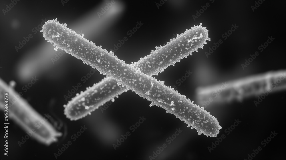 Electron microscopy of chromosomes during mitosis showing distinct arms ...