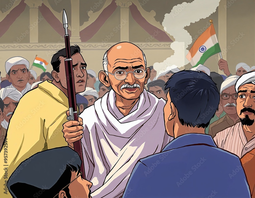 Remembering Mahatma Gandhi's Struggle for Unity and Nonviolence Stock ...