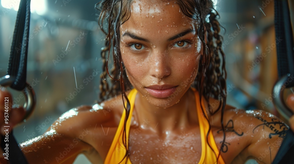 Crystal-clear capture of a fitness influencer showcasing a workout ...