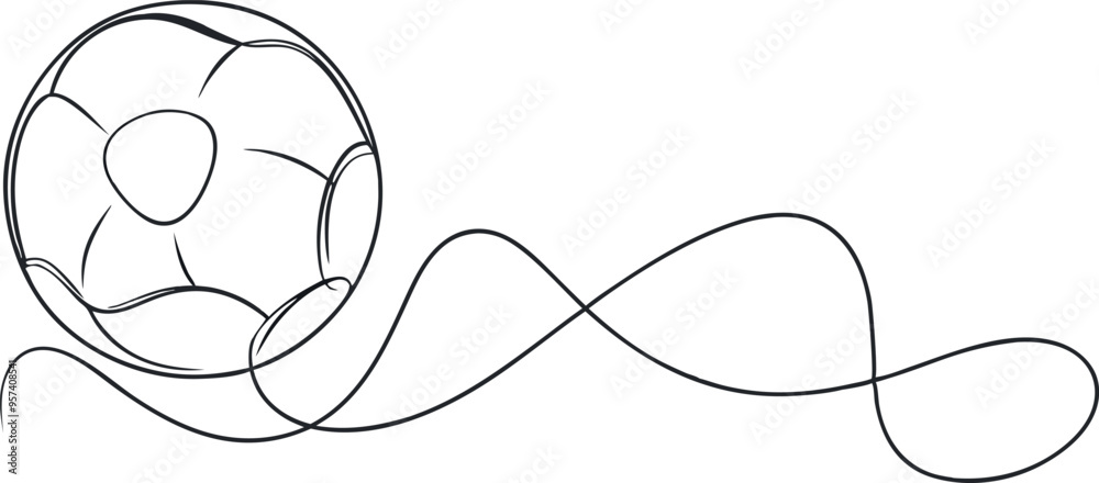 continuous single line drawing of Soccer ball, Football, line art ...