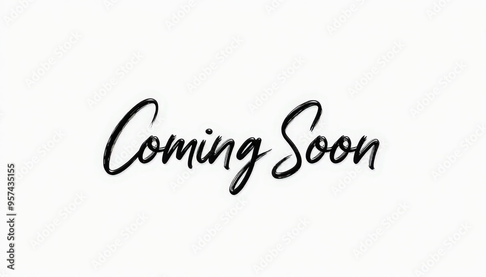 Black handwritten 'Coming Soon' text on a plain white background ...