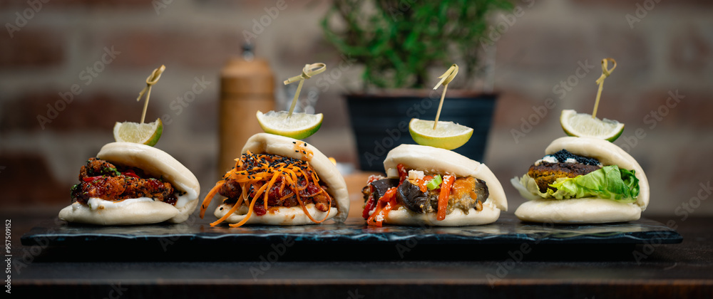 Assorted Bao Buns: A Selection of Four Unique Flavors, Including Fried ...