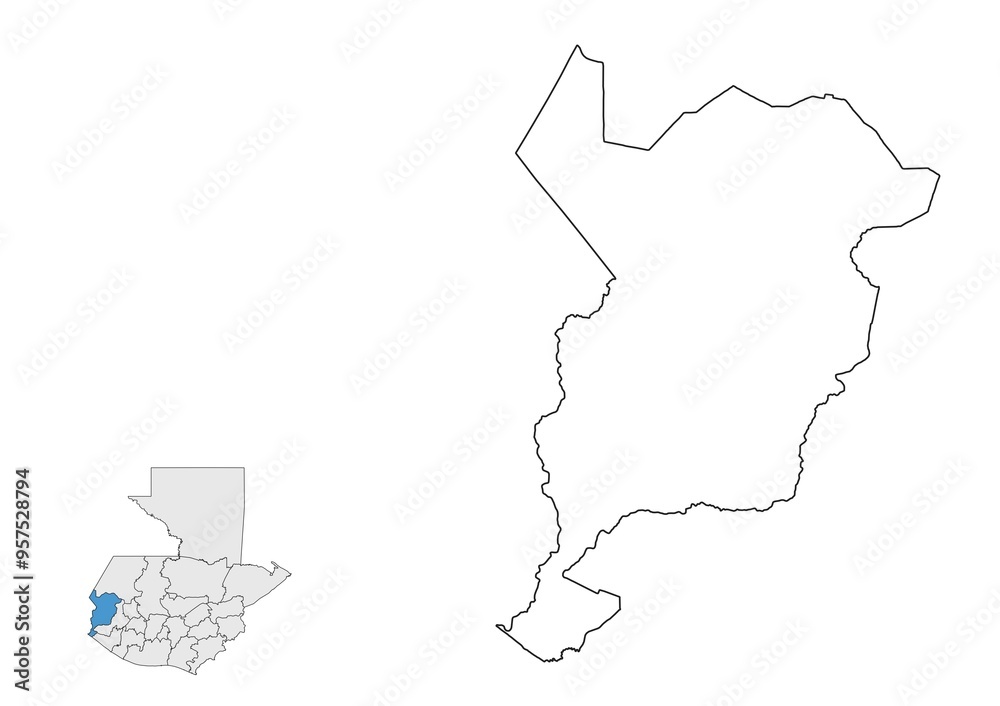 Mapa del departamento de San Marcos, Guatemala Stock Illustration ...