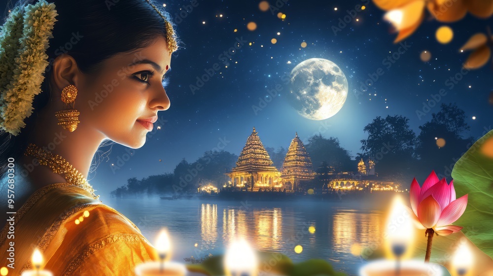 Sharad Purnima. A religious festival celebrating Hindu lunar month of ...