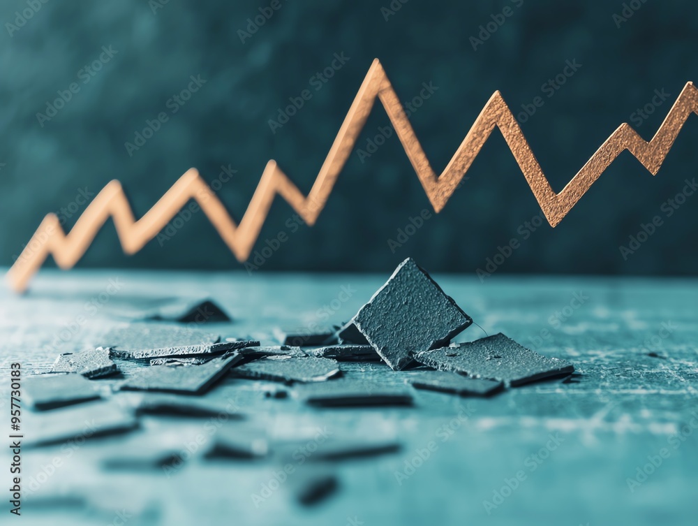 Interest rate symbol breaking apart as it descends, symbolizing ...