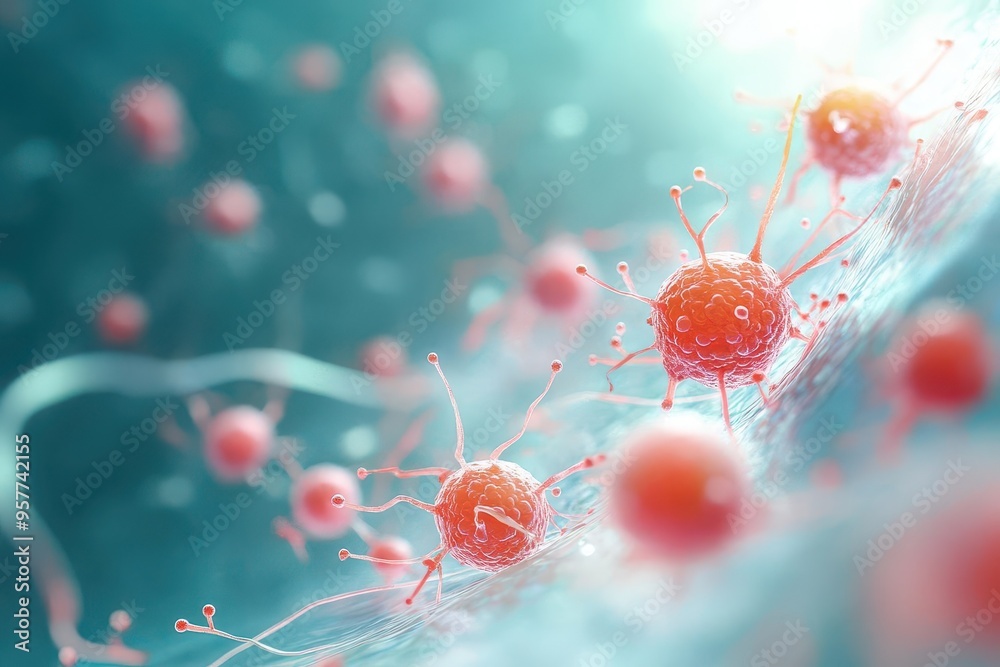 Artistic close-up of parasitic cysts forming in a host, biological ...