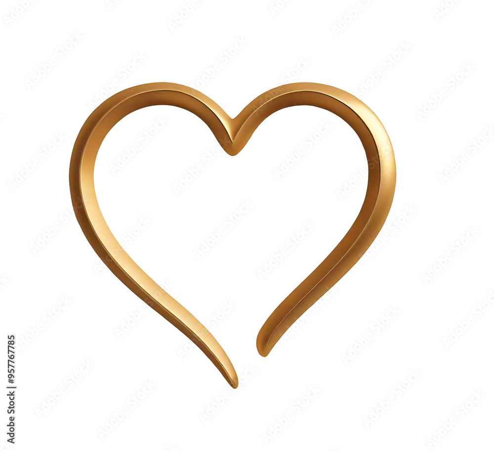 gold heart shape outline isolated on transparent background Stock Photo ...