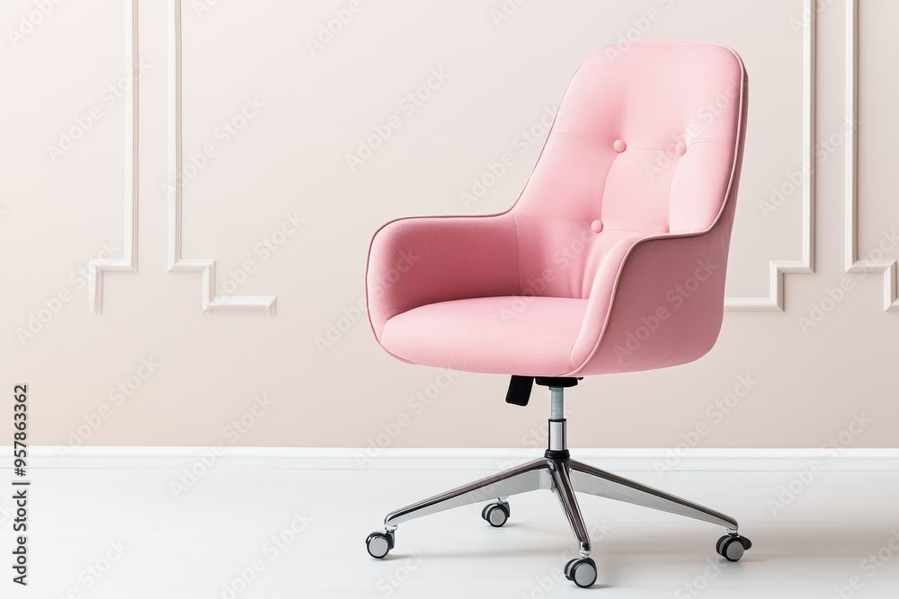 Stylish pink office chair with a modern design, perfect for ...