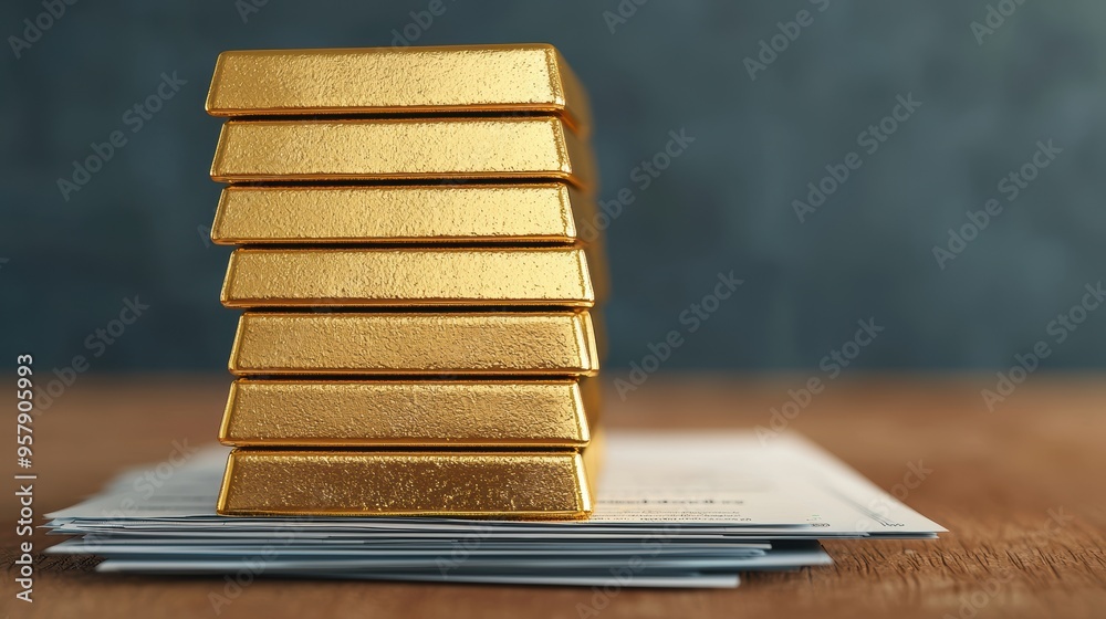 Investing in a Secure Future - Stack of Gold Bars with Retirement Fund ...
