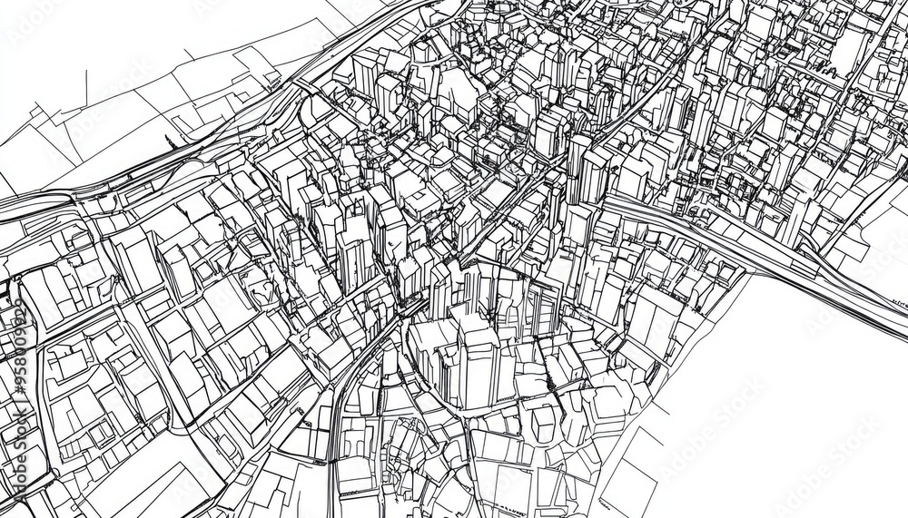 Ilustración de Stock Line art illustration of black and white maps set ...