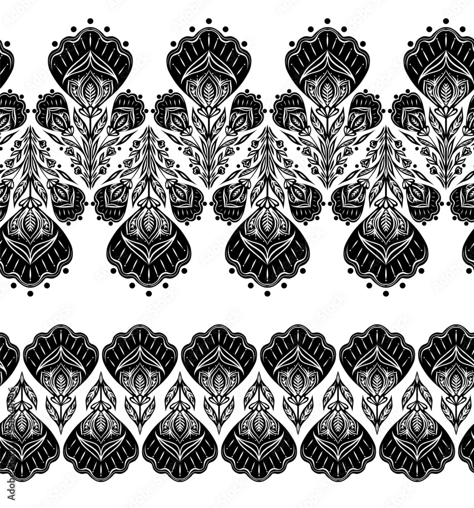 Vector set of monochrome decorative lace borders isolated from ...